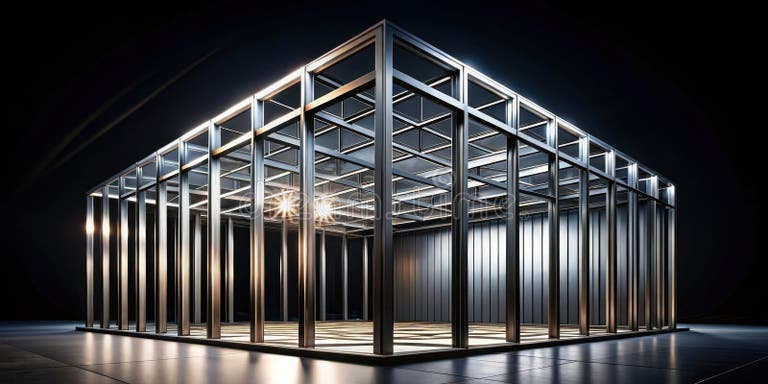 Modern Steel Structure Illuminated Framework of a Cubic Enclosure ...