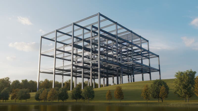 A Modern Steel Structure Stands Tall on a Hillside, Reflecting a Blend ...