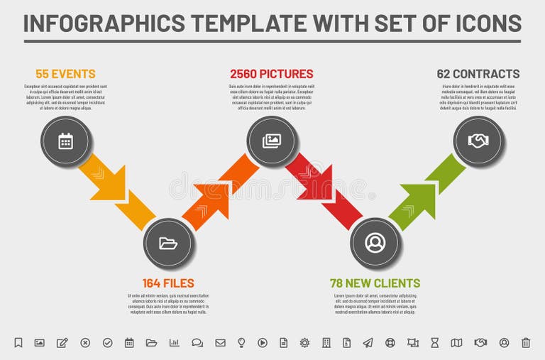 Modern Step Infographics Template - Design with Five Options or Steps ...