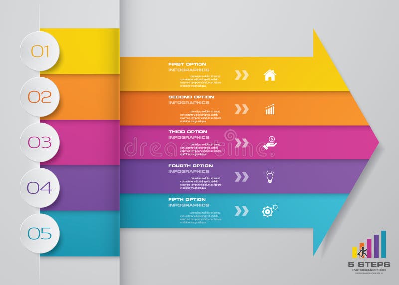 Modern 5 Steps Arrow Chart Design Element. EPS10. Stock Vector ...