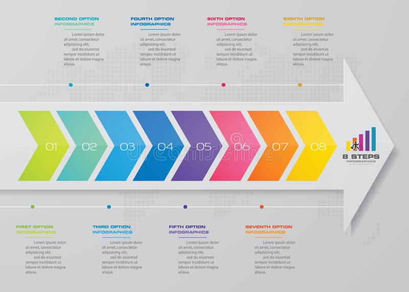 Modern 8 Steps Arrow Chart Design Element. EPS10. Stock Vector ...