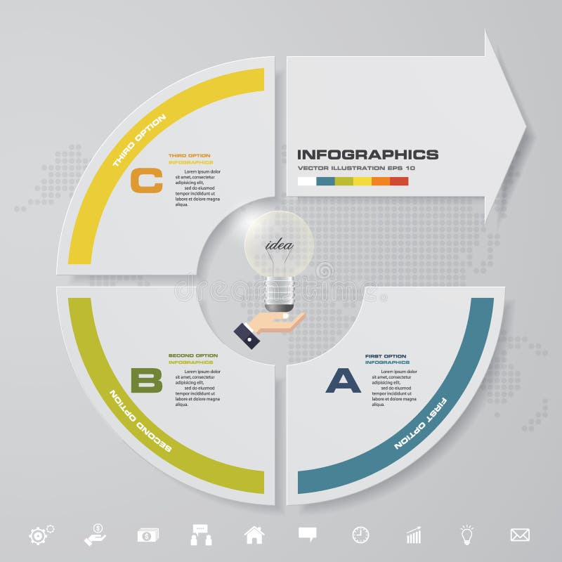 Modern 3 Steps with Arrow Infographic Element with Set of Icons for ...