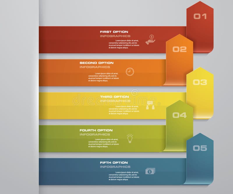 Modern 5 Steps Process. Simple&Editable Abstract Design Element Stock ...