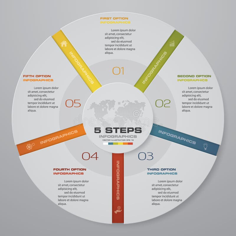 Modern 5 Steps Process. Simple&Editable Abstract Design Element Stock ...