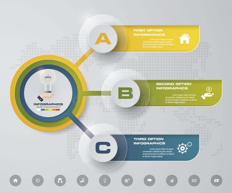 Modern 3 Steps Process. Simple&Editable Abstract Design Element. Stock ...