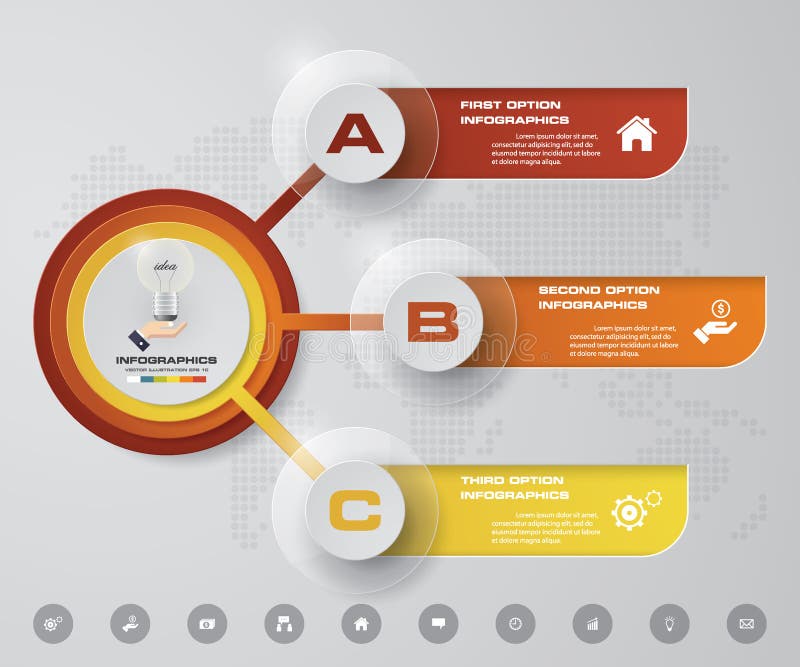 Modern 3 Steps Process. Simple&Editable Abstract Design Element Stock ...