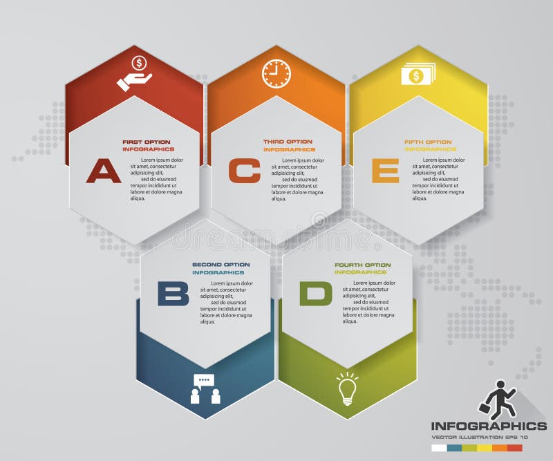 Modern 5 Steps Process. Simple&Editable Abstract Design Element Stock ...
