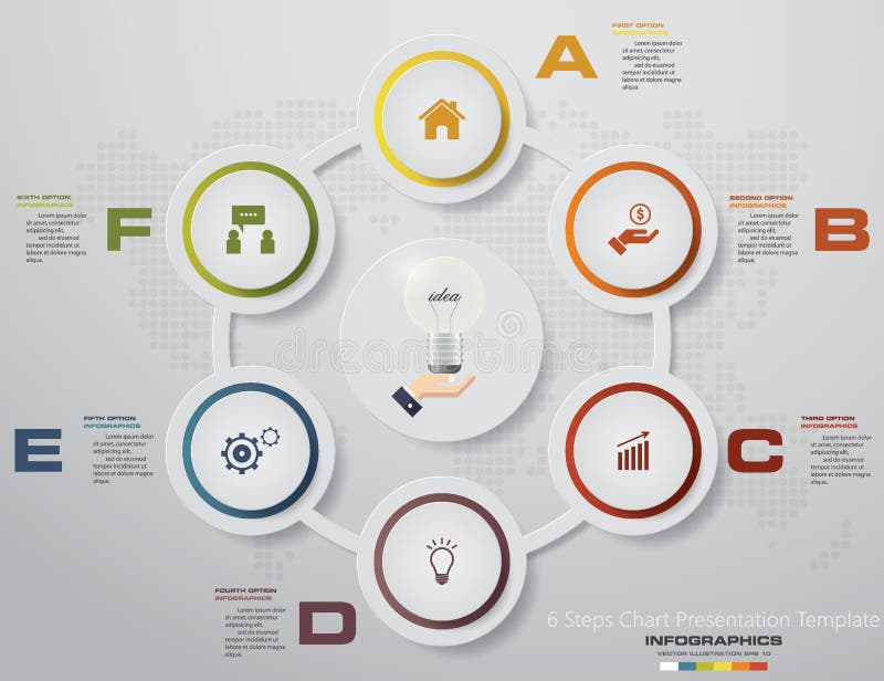 Modern 6 Steps Process. Simple&Editable Abstract Design Element Stock ...