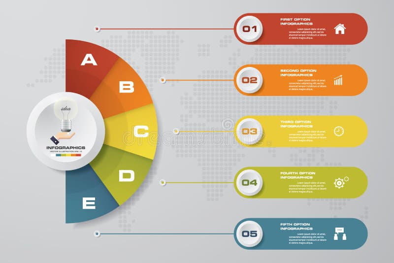 Modern 5 Steps Process. Simple&Editable Abstract Design Element Stock ...