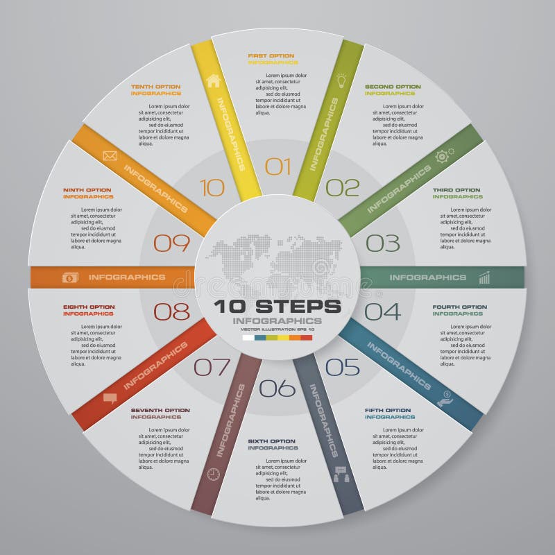 Modern 10 Steps Process. Simple&Editable Abstract Design Element. EPS10 ...