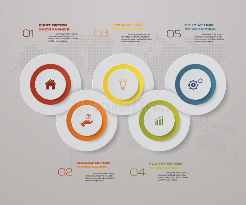 Modern 5 Steps Process. Simple&Editable Abstract Design Element Stock ...