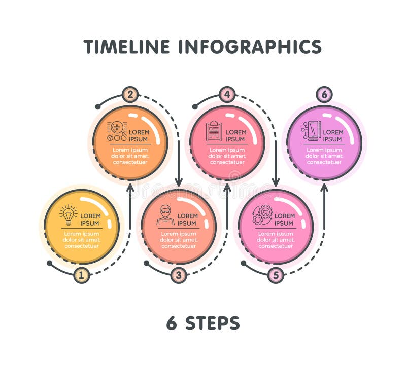 Modern 6 Steps Timeline Infographic Template. Linear Flat Style Stock ... Modern 6 Steps Timeline Infographic Template. Linear Flat Style Stock ...