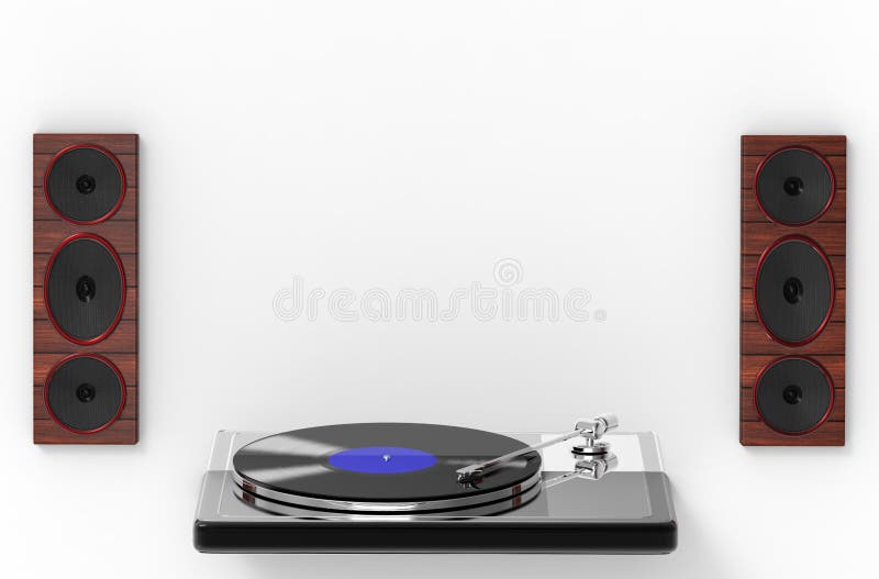 Modern Stereo Turntable Vinyl Record Player Isolated with White Stock ...