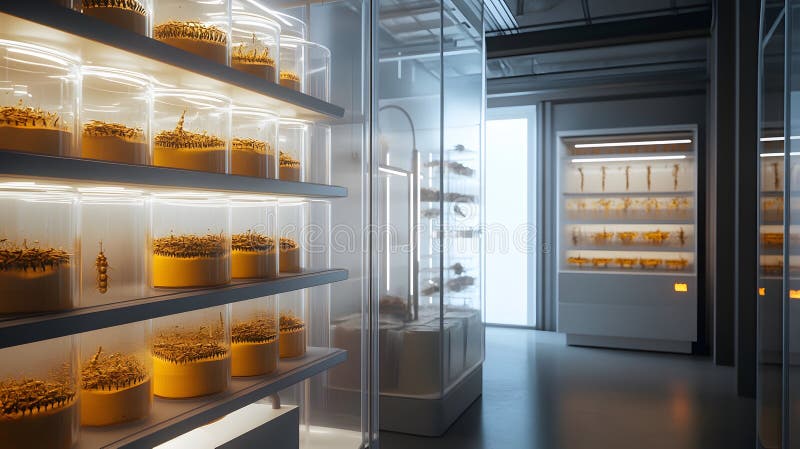 Modern Sterile Laboratory Interior with Illuminated Glass Containers of ...