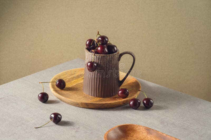 Modern Still Life Composition with Cherries Stock Photo - Image of ...