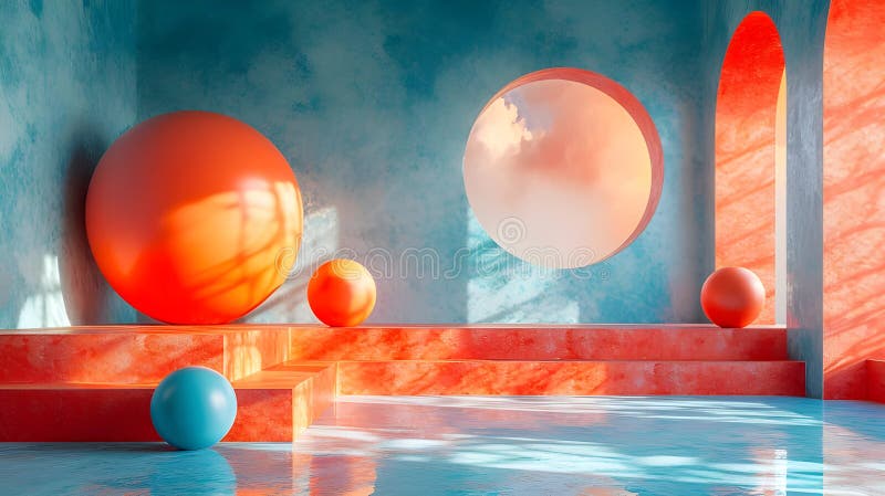 Modern Still Life Composition, Creative Concept with Electric Colorful ...