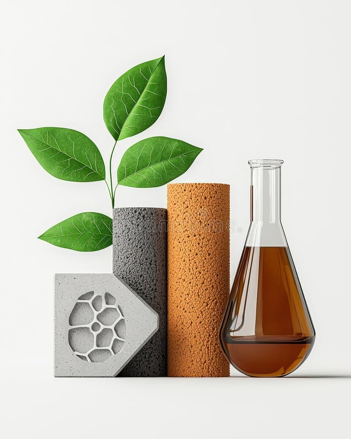 A Modern Still Life Composition Featuring a Laboratory Flask Natural ...