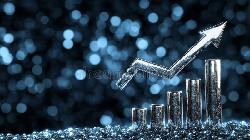 A Modern Stock Market Graph in 3D with Vertical Columns and an ...