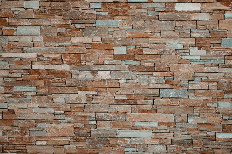 Modern Stone Brick Wall Surface Background. Brown Masonry Wall of ...