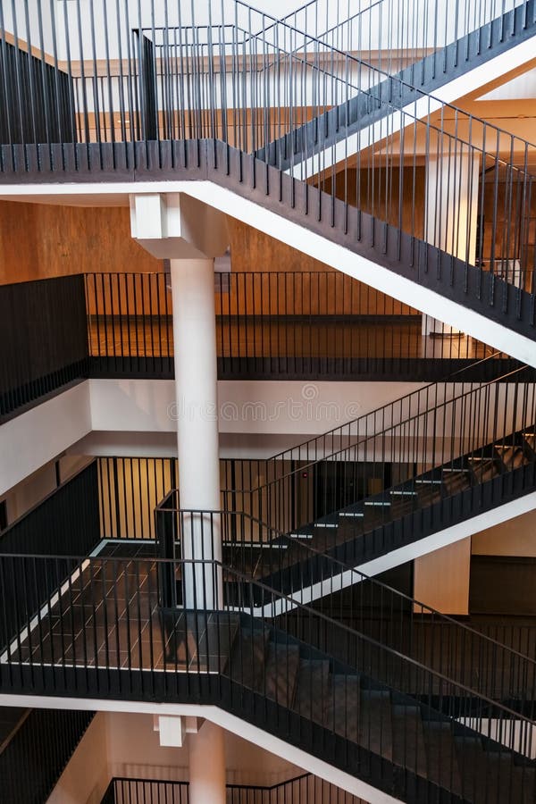 Modern staircase indoors stock photo. Image of perspective - 119919638