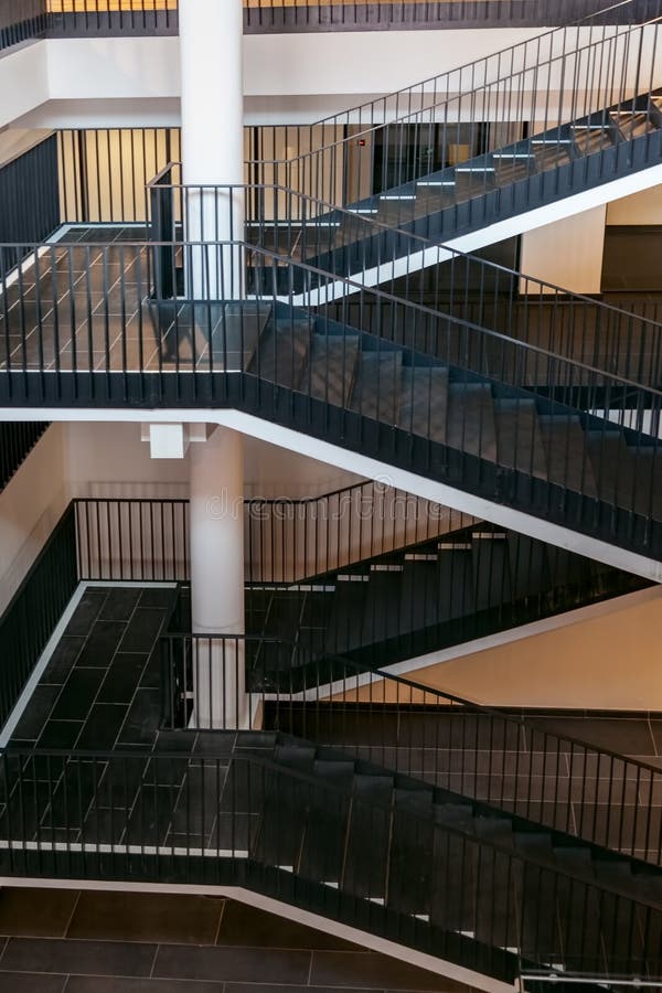 Modern staircase indoors stock photo. Image of corridor - 119920080