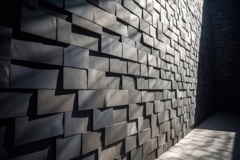 Modern Stone Wall with Geometric Shapes and Shadows Stock Illustration ...