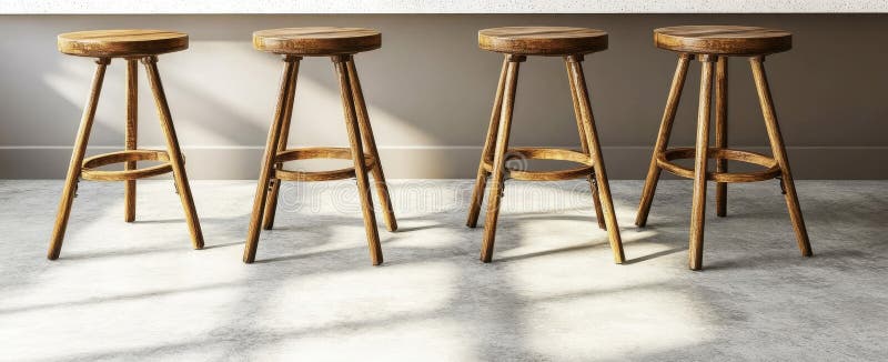 Modern Stools and Counter in a Minimalist Interior Design Setting Stock ...