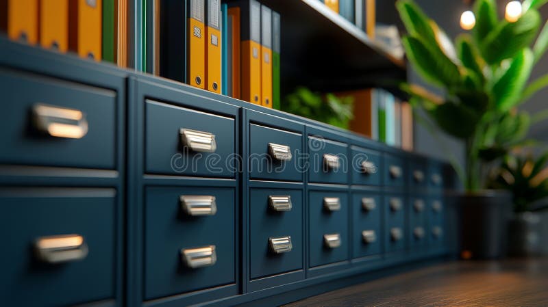 A Modern Storage Area Created by a Hallway Lined with Blue Lockers ...