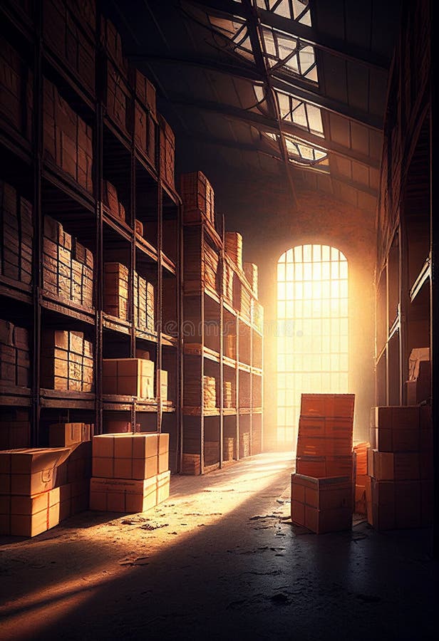 Modern Storage with Boxes on the Shelves. AI Generated. Stock Photo ...