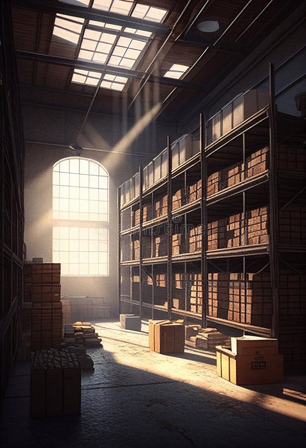 Modern Storage with Boxes on the Shelves. AI Generated. Stock ...