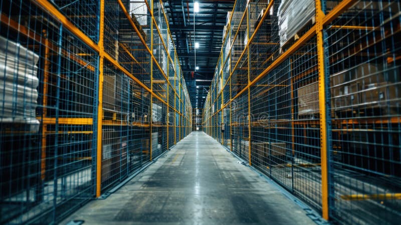 A Modern Storage Cage in a Warehouse, Showcasing Organization Stock ...