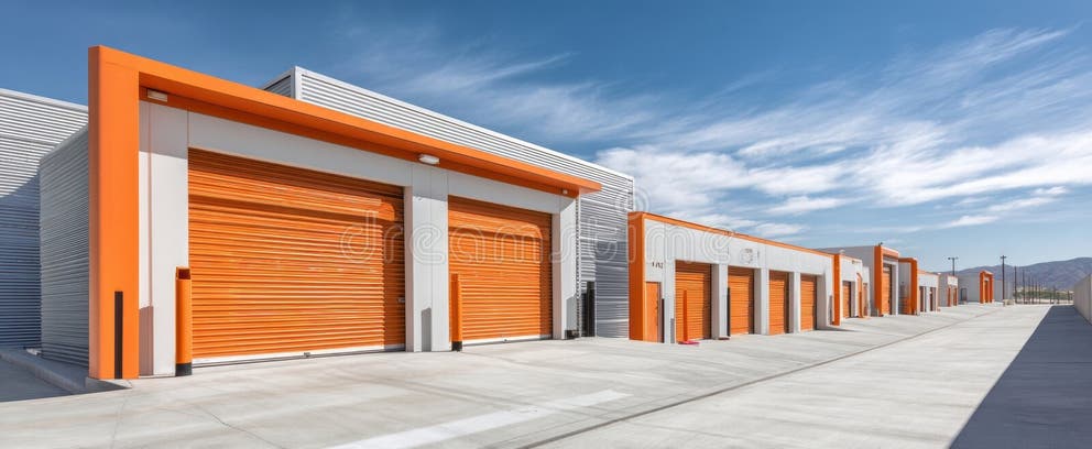 The Modern Storage Facility Featuring Vibrant Orange Doors and Sleek ...