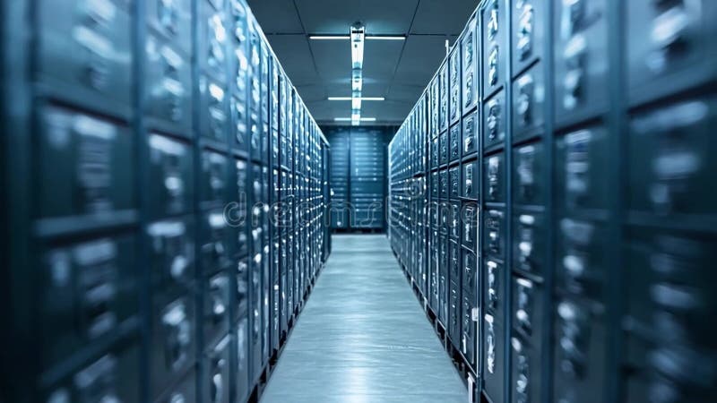 Vault-like Storage Area Showcasing Digital Files and Innovative Neobanking Solutions Stock ...