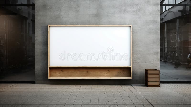 Modern Store with Blank Billboard on Vitrine Stock Illustration ...