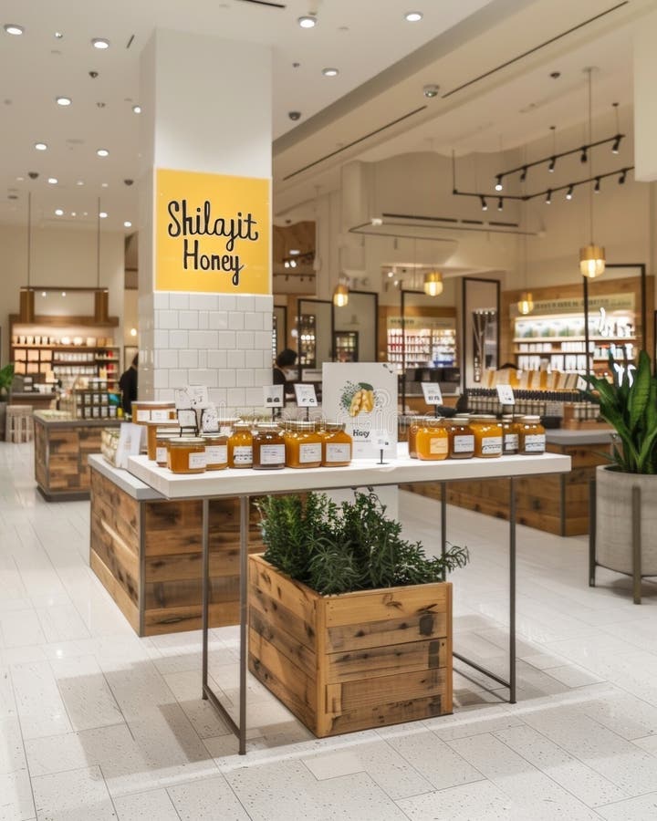 Modern Store Display of Shilajit Honey in Elegant Retail Setting Stock ...