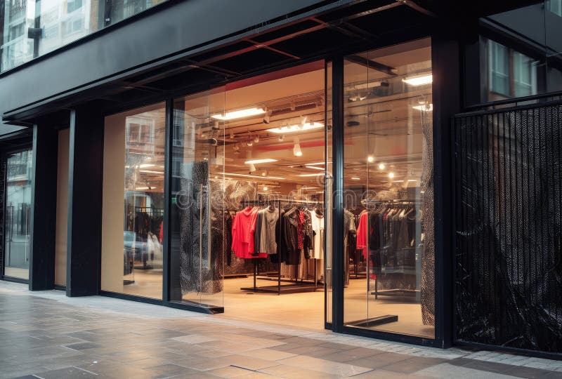 Modern Store Entrance with Blank Signboard for Your Design. Generative ...