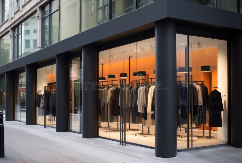 Modern Store Entrance with Blank Signboard for Your Design. Generative ...