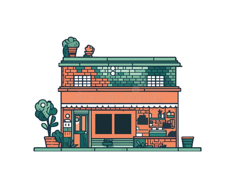 Modern Store Facade Bricks Backdrop Stock Vector - Illustration of ...