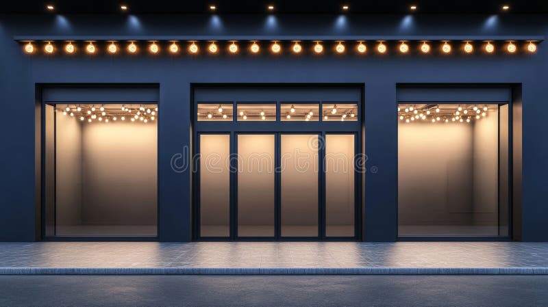 Modern Store Front at Night is an Image of a Retail Space that Embodies ...