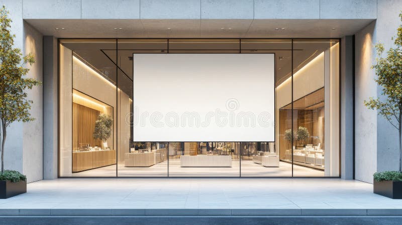 Modern Storefront with Blank White Signage Stock Illustration ...