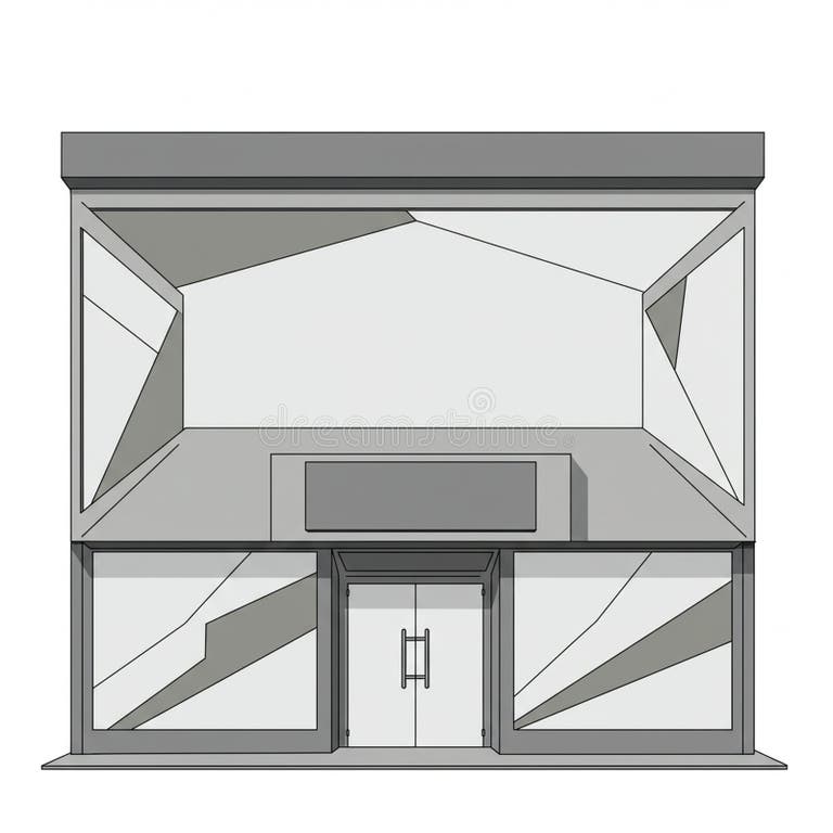 Modern Storefront Design Featuring Large, Angular Glass Panels Creating ...