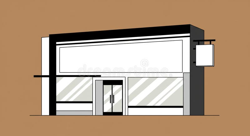 Modern Storefront Illustration with a Minimalist Design. Features a ...
