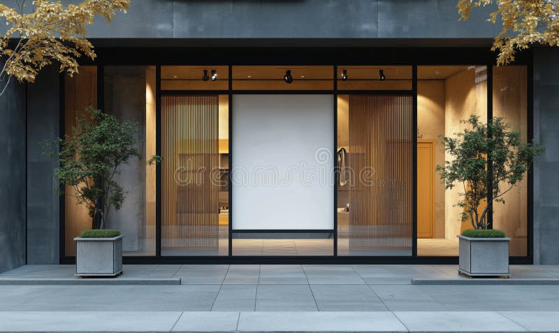 Modern Storefront with Large Glass Windows and Minimalist Design ...