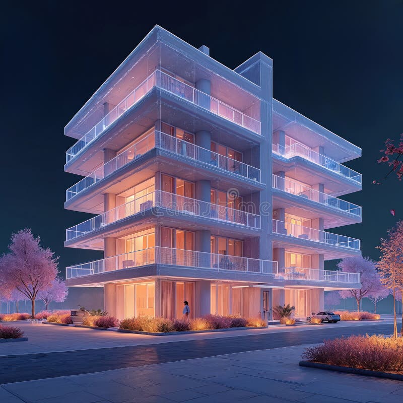 Modern 8-story Building with Advanced Construction Technologies ...