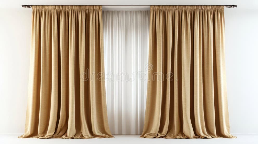 Modern Straight Curtains Isolated for Interior Design Concepts Stock ...