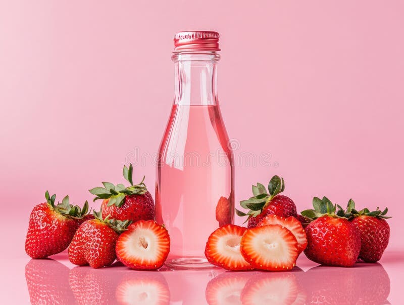 Modern Strawberry Beverage Composition. Fresh and Refreshing Concept ...