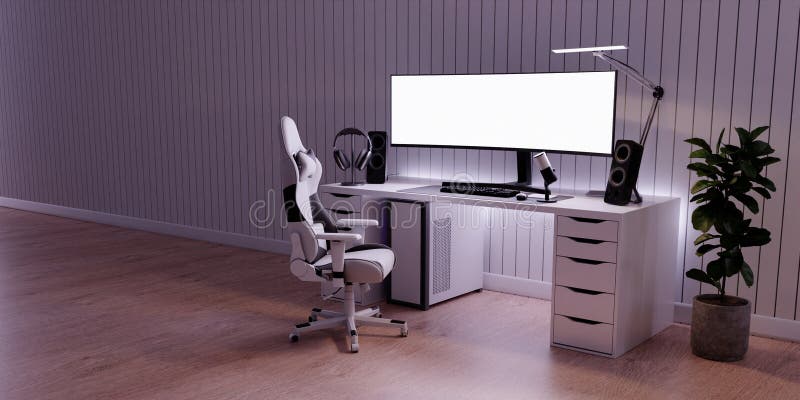 Modern Streaming Room with Ergonomic Setup and Bright Accents. 3D ...