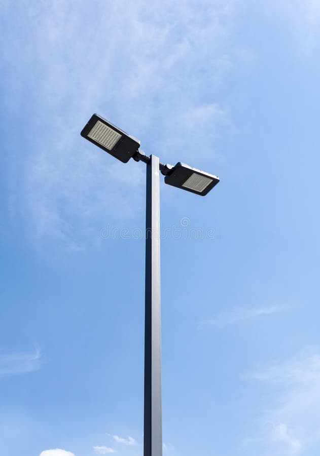 Modern Street Lighting Against Blue Sky Stock Photo - Image of electric ...