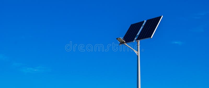Modern Street Lighting Pole with Solar Panel Stock Image - Image of ...