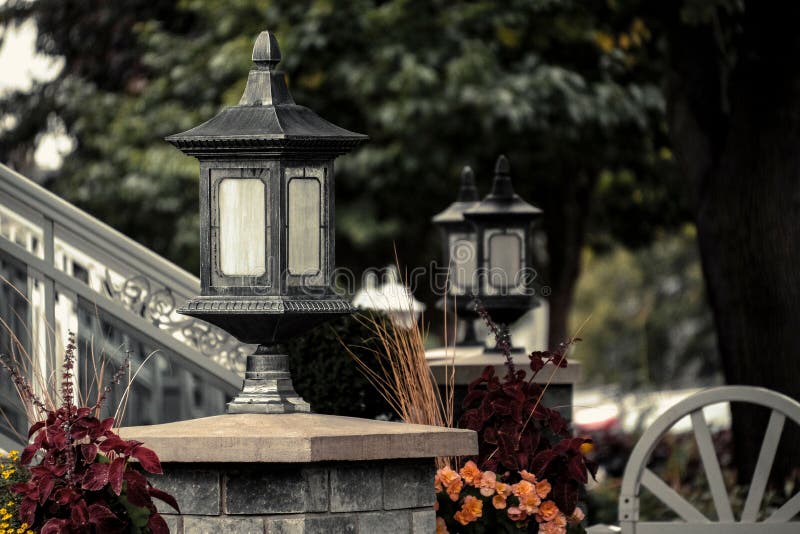 Modern Street Lights in Front of the House Stock Photo - Image of ...